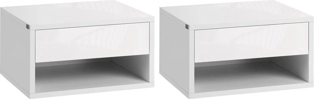 HOMCOM Set 2 Floating Nightstands - Noční stolky se zásuvkou do ložnice a obývacího pokoje 37x32x21 cm Bílá | Aosom