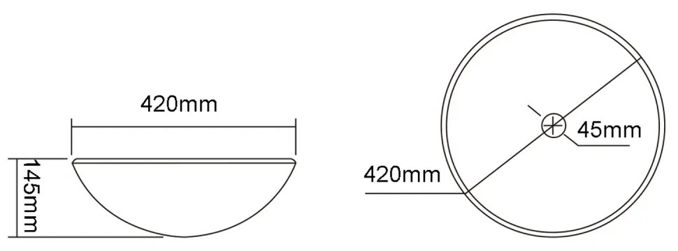 Sapho TELICA skleněné umyvadlo na desku Ø 42cm, černá mat TY181B