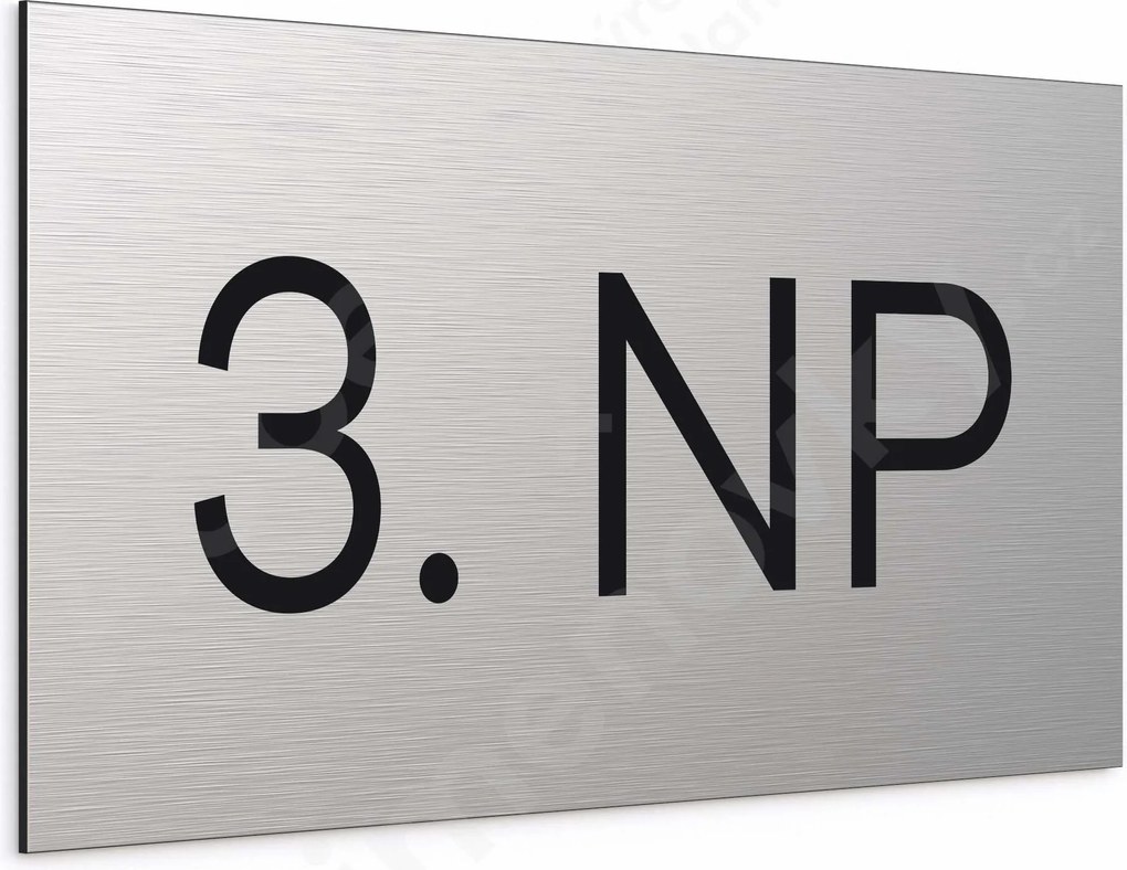 ACCEPT Označení podlaží "3. NP" - stříbrná tabulka - černý popis