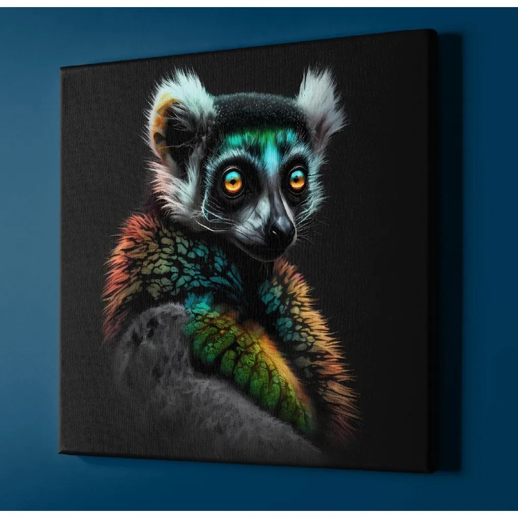 Obraz na plátně - barevný Lemur FeelHappy.cz Velikost obrazu: 80 x 80 cm