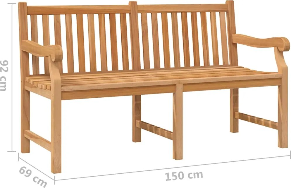Zahradní lavice 150 cm masivní teakové dřevo 316639