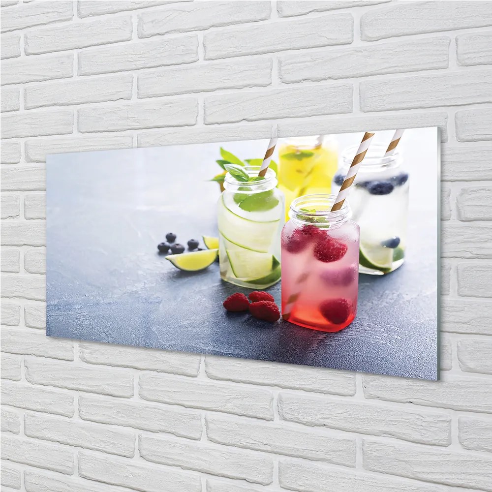 akrylový obraz Koktejl malina vápno citron 125x50 cm