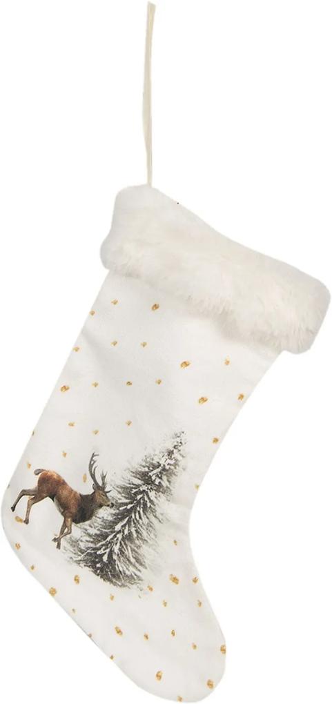 Dekorace vánoční punčocha s jelenem - 17*24 cm