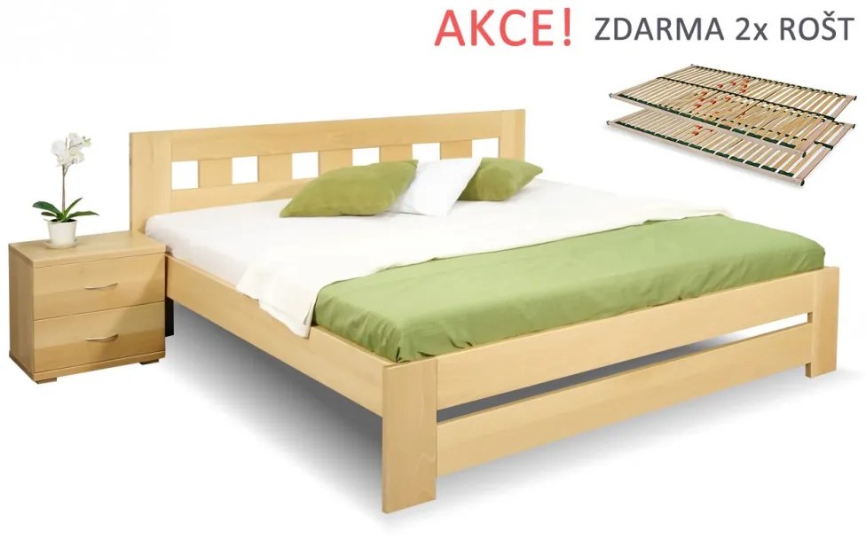 Manželská postel s rošty Barča, , masiv buk , 180x200 cm
