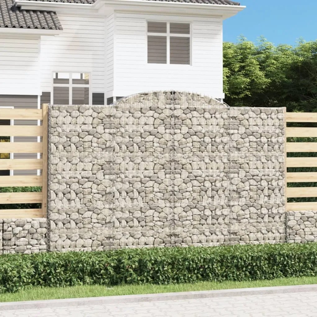 Klenuté gabionové koše 2 ks 300x50x200/220cm pozinkované železo 3146791