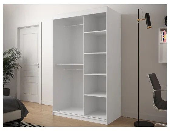 Posuvná skříň Ratintu 1 120 cm, Úložný prostor: ano, Barva: bílá / bílá + černý mat