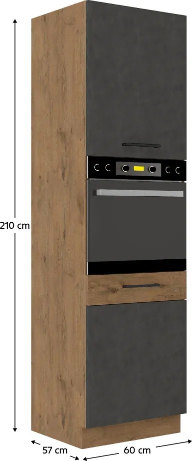 Vysoká skříňka, dub lancelot / šedá matná, VEGA 60 DP-210 2F