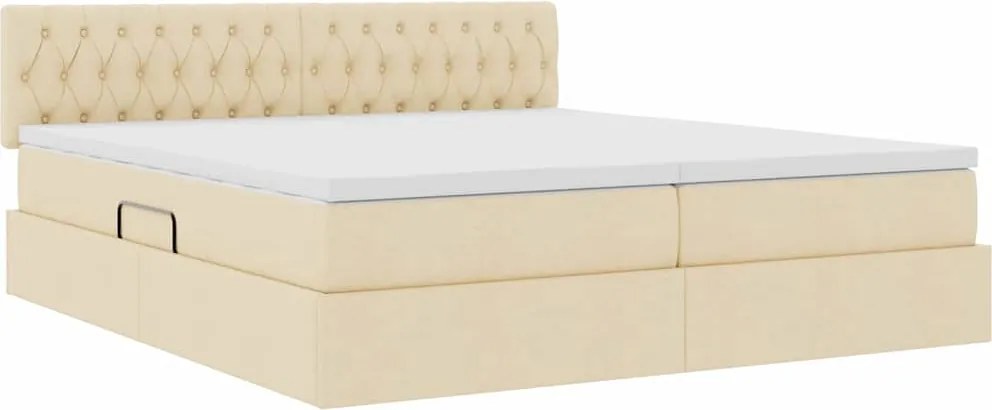 Postel s úložným prostorem Krémová 200 x 200 cm Umělá kůže 3370947