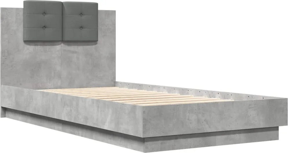 Rám postele s čelem betonově šedý 90 x 190 cm kompozitní dřevo 3209971