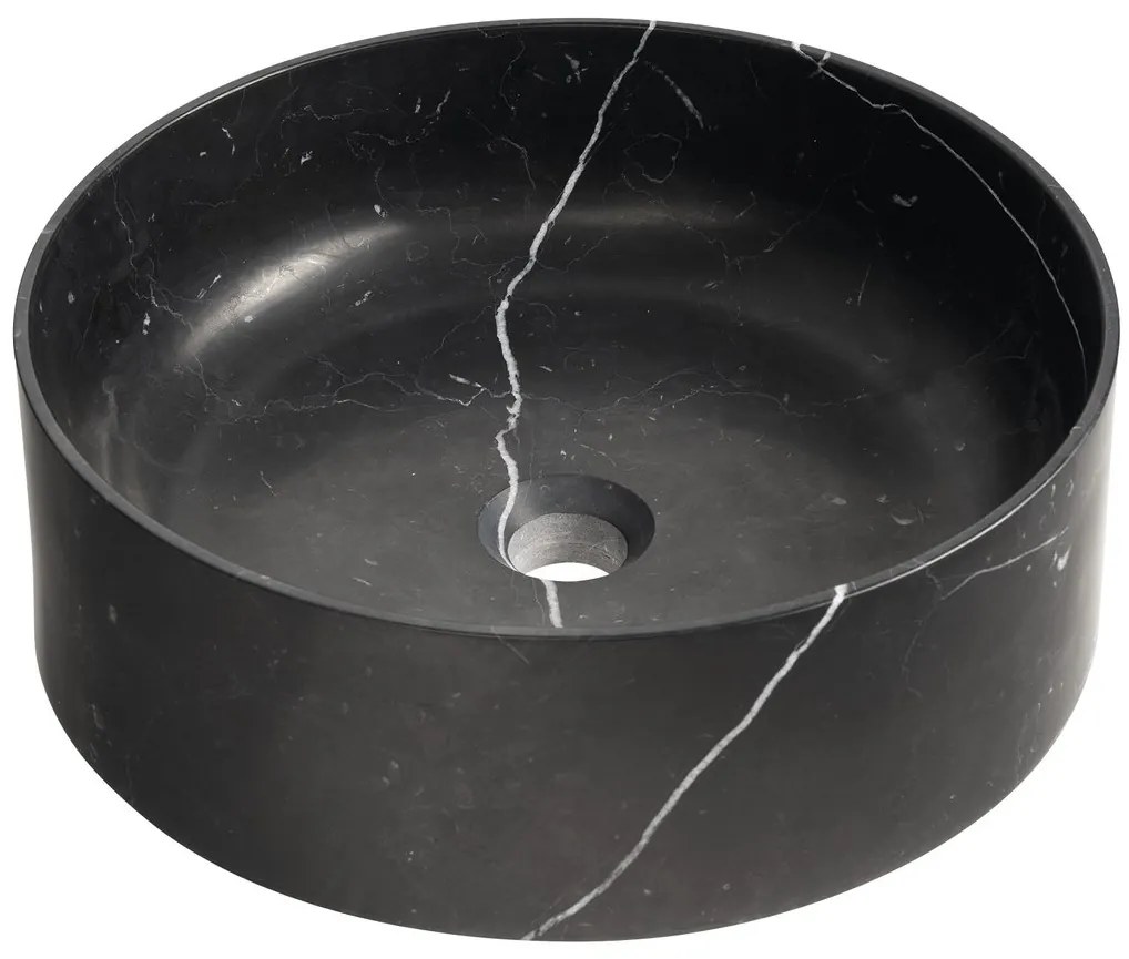 Sapho Blok kamenné umyvadlo na desku 40 cm bez otvoru pro baterii matný černý Marquin 2401-52