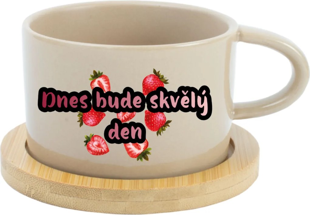 Personalizovaný keramický hrníček Makronka s ovocem a textem