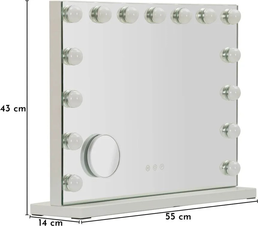 Nástěnné zrcadlo s osvětlením/s poličkou 55x43 cm Hollywood – Mauro Ferretti