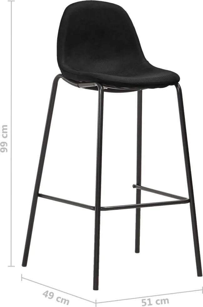 Barové židle - textil - 2 ks | černé