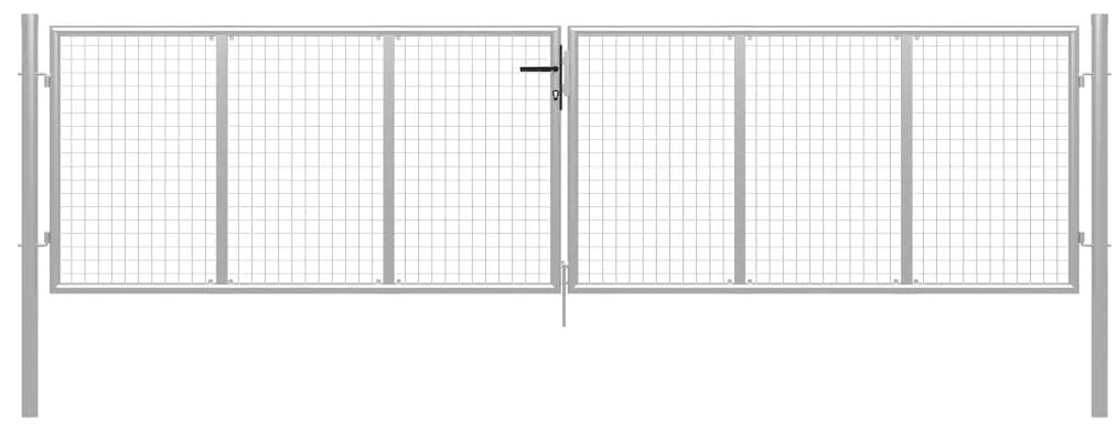 vidaXL Marketos Zahradní brána pozinkovaná ocel 400 x 100 cm stříbrná