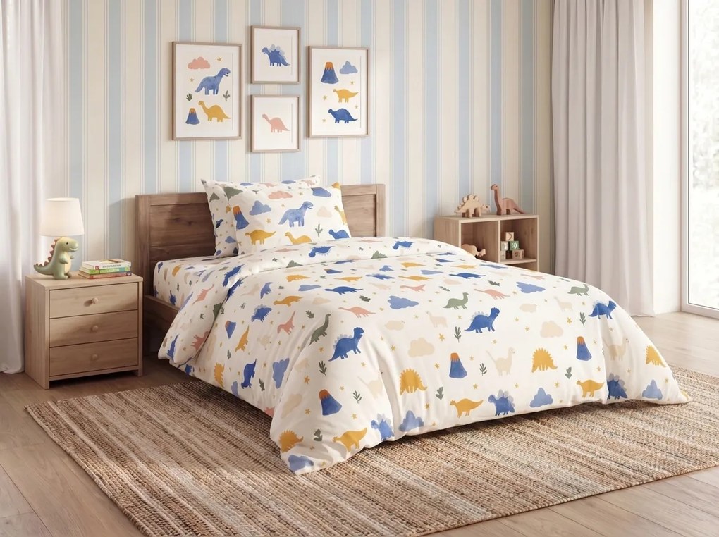 Dětské povlečení z Renforcé bavlny DINOROO barevné Rozměr povlečení: 70 x 90 cm | 140 x 200 cm