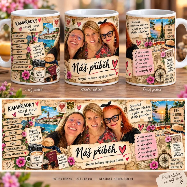 Personalizovaný hrnek z fotografie – Náš příběh – dárek pro pár, kamarádky i rodinu