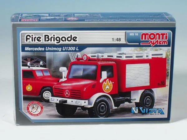Monti 16 Fire Brigade Mercedes Unimog Stavebnice 1:v krabici 22x15x6cm