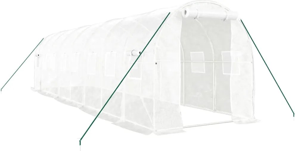 Skleník s ocelovým rámem bílý 16 m² 8 x 2 x 2 m 3188030