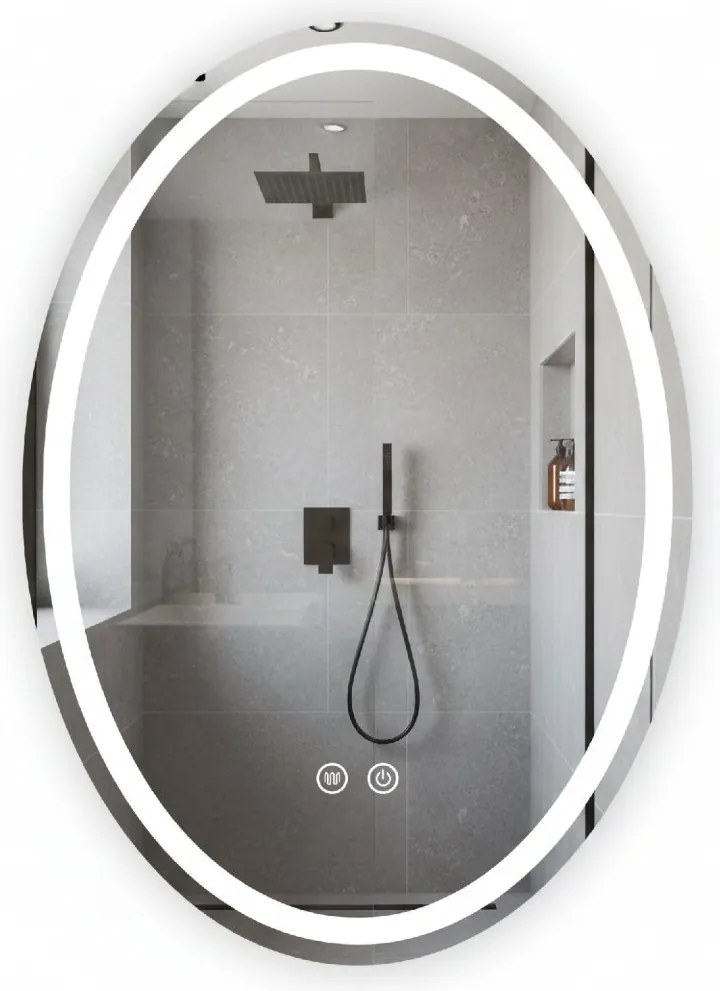 Tutumi Oválné zrcadlo 60x80 cm s vyhříváním a regulovatelným LED osvětlením HOM-00902