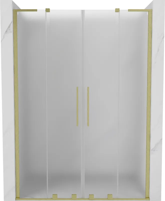 Mexen Velar L Duo, posuvné sprchové dveře do otvoru 140 cm, 8mm sklo námraza, zlatá matná, 871-140-003-32-55
