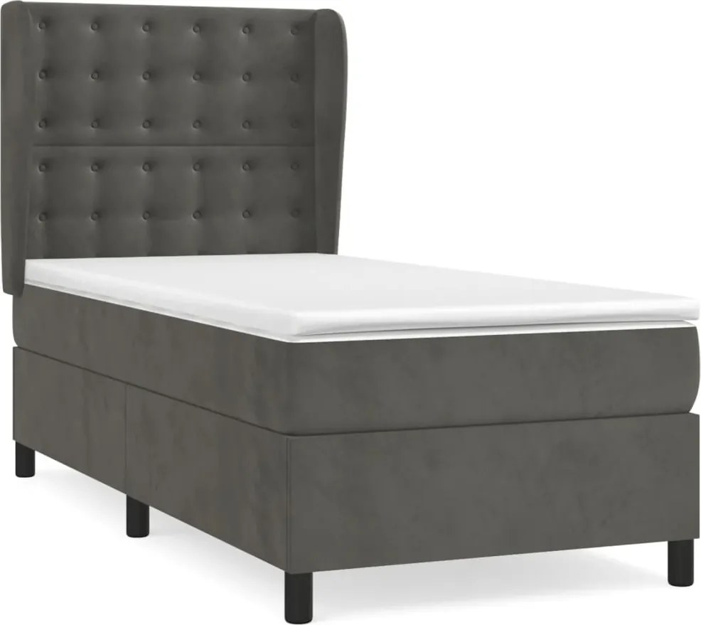 Box spring postel s matrací tmavě šedá 80 x 200 cm samet 3129418