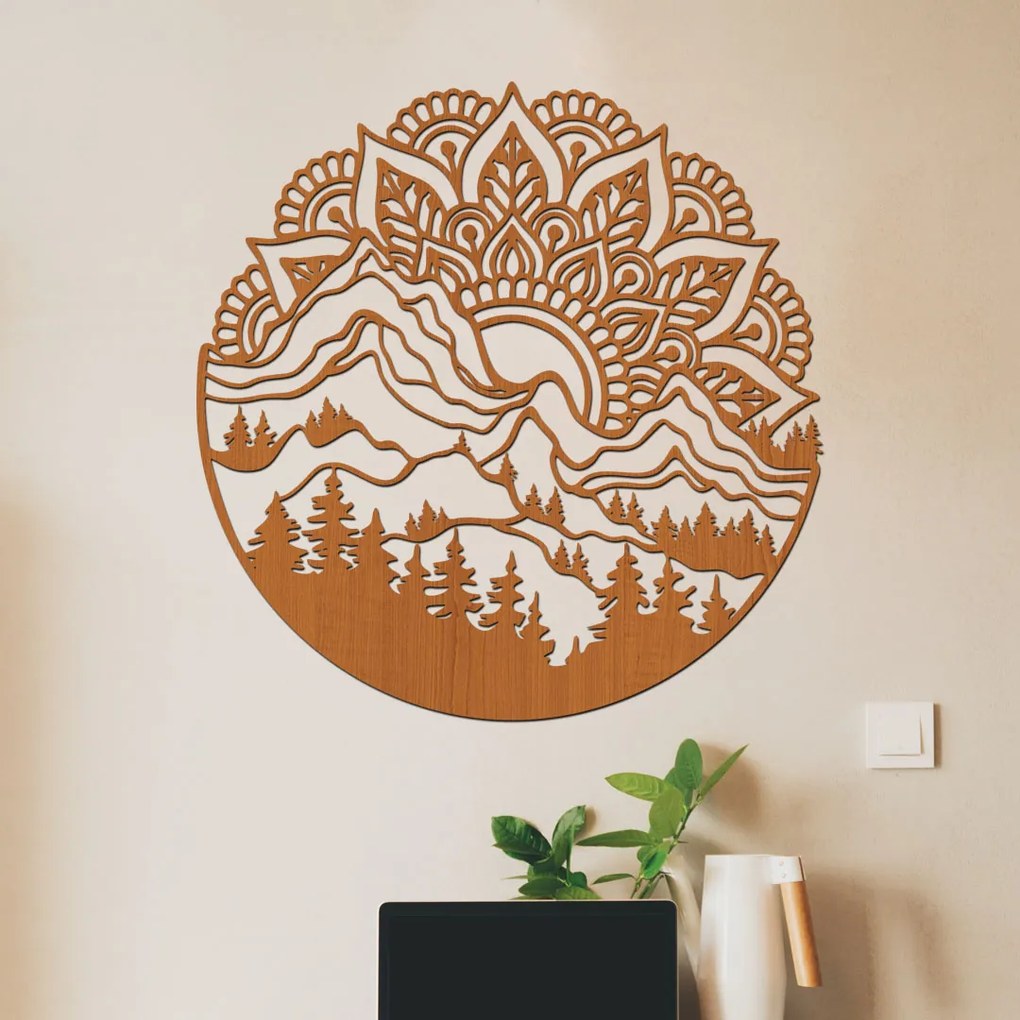 dřevo života Dřevěná mandala MANDALA HORY Zvolte rozměr (cm): 40x40, Zvolte barvu dekoru: Bílá