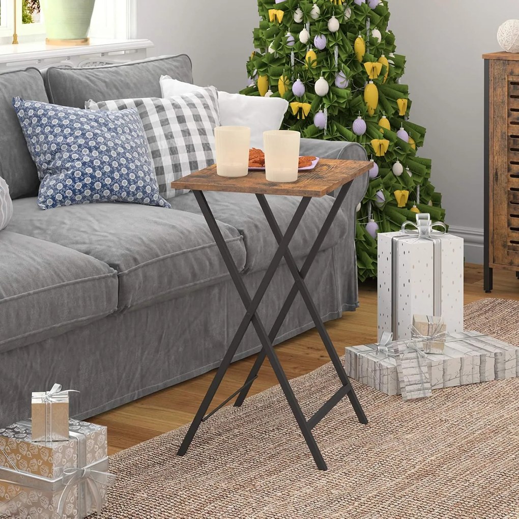Skládací odkládací stolek Houseland Abby hnědý/černý