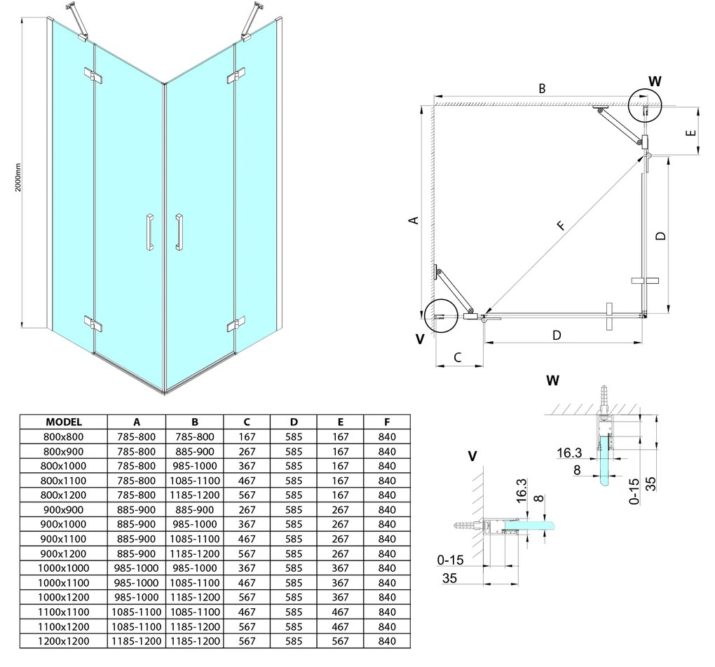 Gelco Trinity Gold Matt čtvercový sprchový kout 90 x 90 x 200 cm otevírací zlatá sklo matné GT2290-90M-G