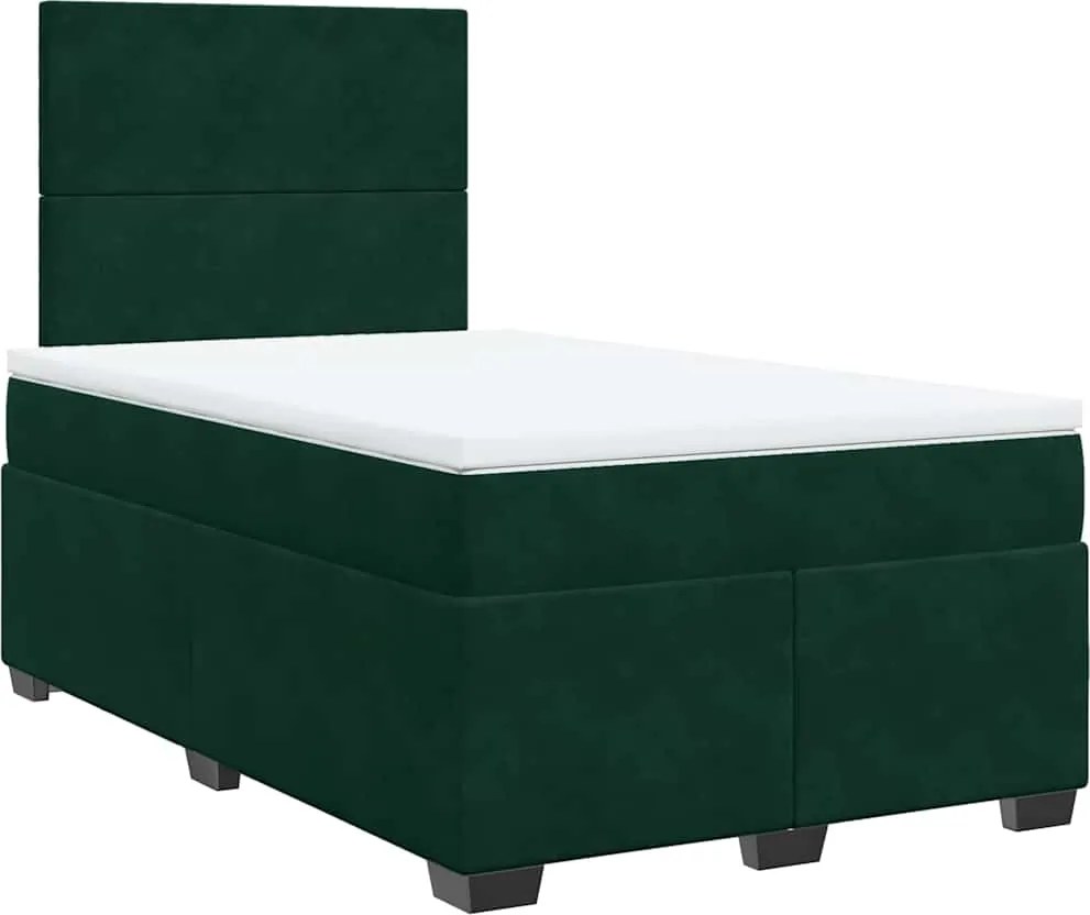 Box spring postel s matrací tmavě zelená 120x190 cm samet 3293155