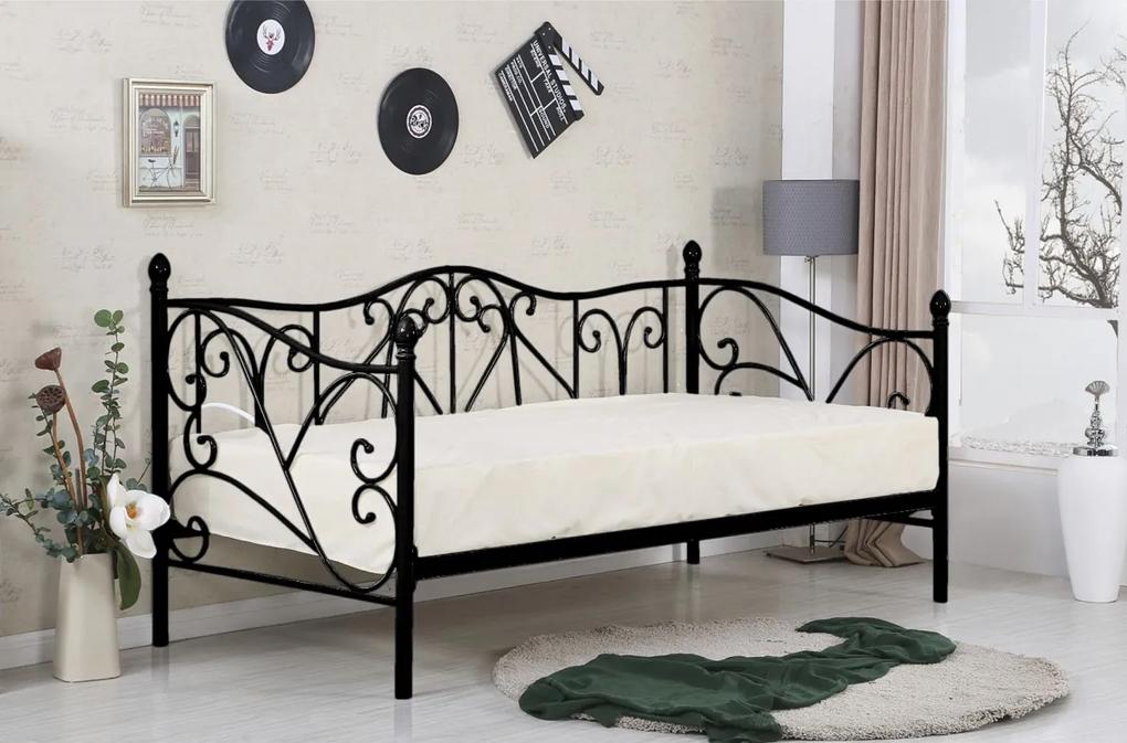Kovová postel Sumatra 90x200 jednolůžko černé