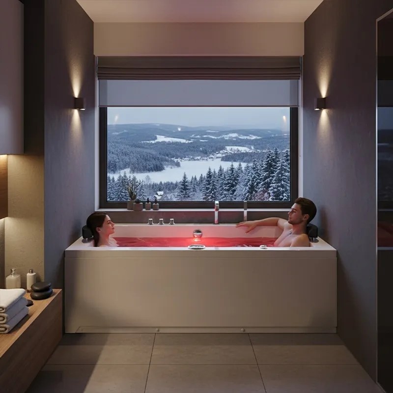 BPS-koupelny Hydromasážní vana RAMONA 640H 180x90 s ohřevem vody