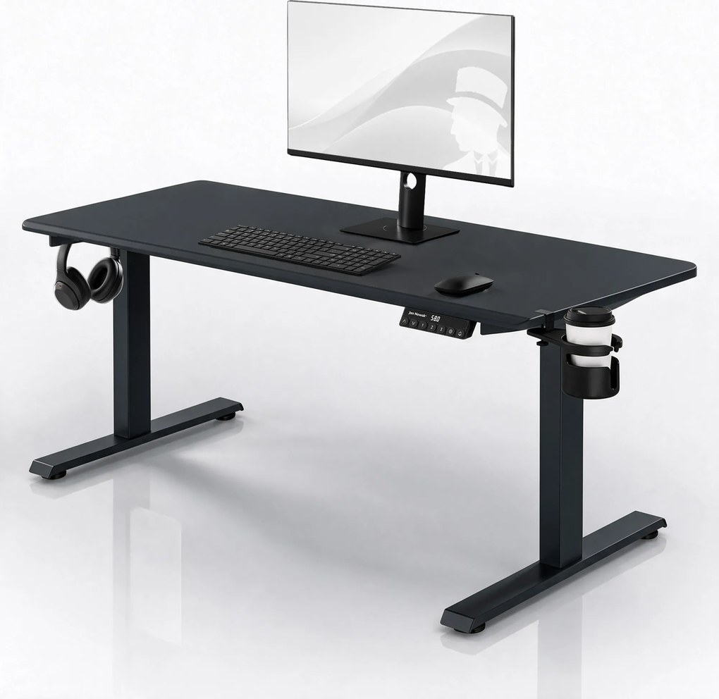 Elektrický stůl s regulací výšky ergonomický antracitový,1600x800 mm: ARIA