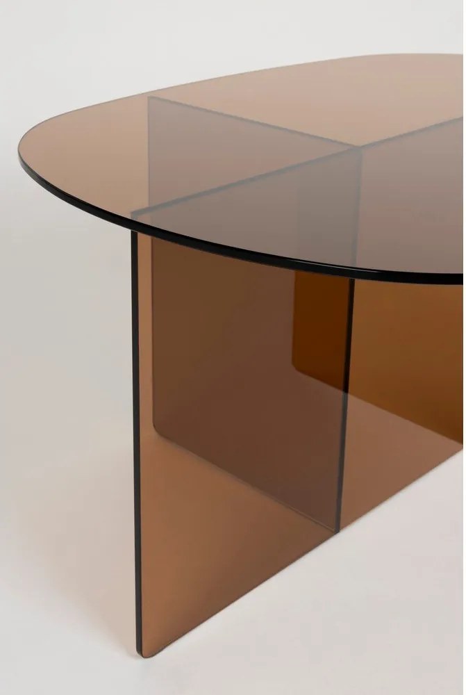 Hnědý skleněný konferenční stolek 60x80 cm Linea – Zuiver