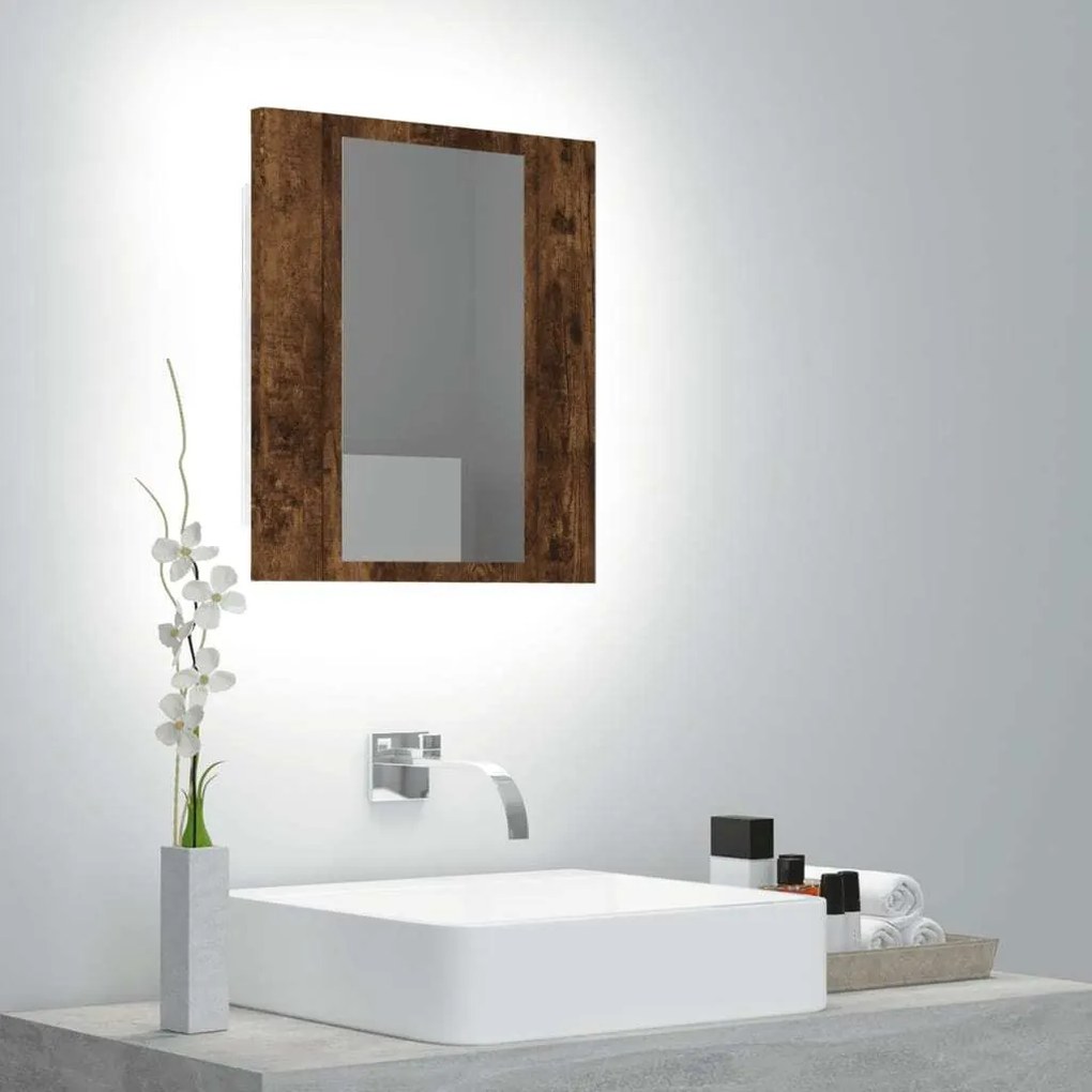 vidaXL LED koupelnová skříňka se zrcadlem 40 x 12 x 45 cm akryl [804949] Barva: dub sonoma
