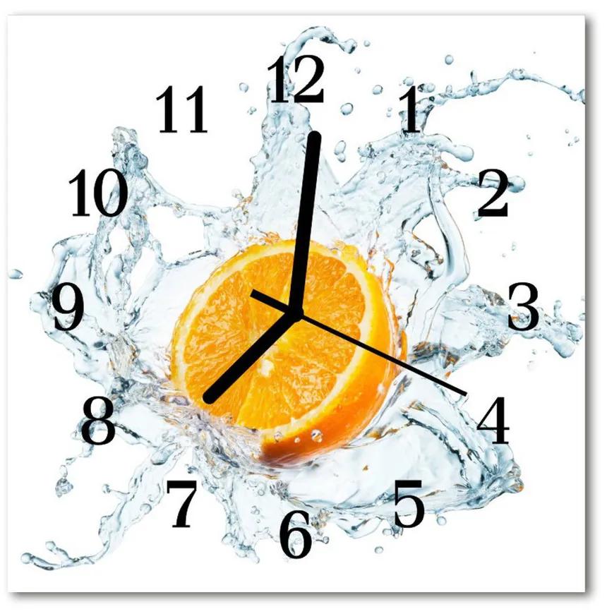 Nástenné skleněné hodiny Oranžová voda