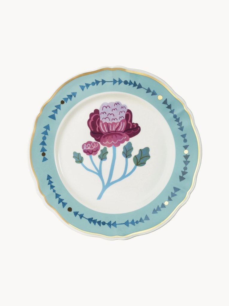 Ručně vyrobený porcelánový mělký talíř Botanica