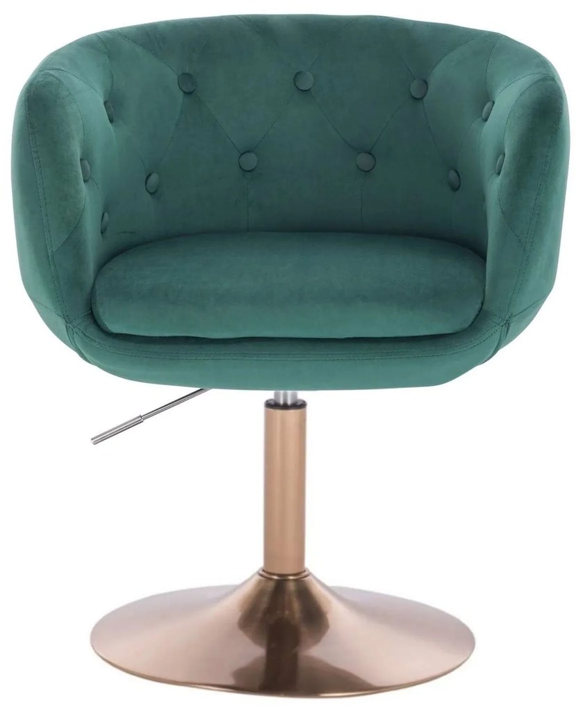 LuxuryForm DESIGN Křeslo MONTANA VELUR na zlatém talíři - zelené
