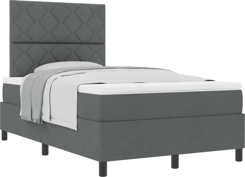 Postel s boxspringem s čelo Tmavě šedá 120 x 200 cm textil 3339456