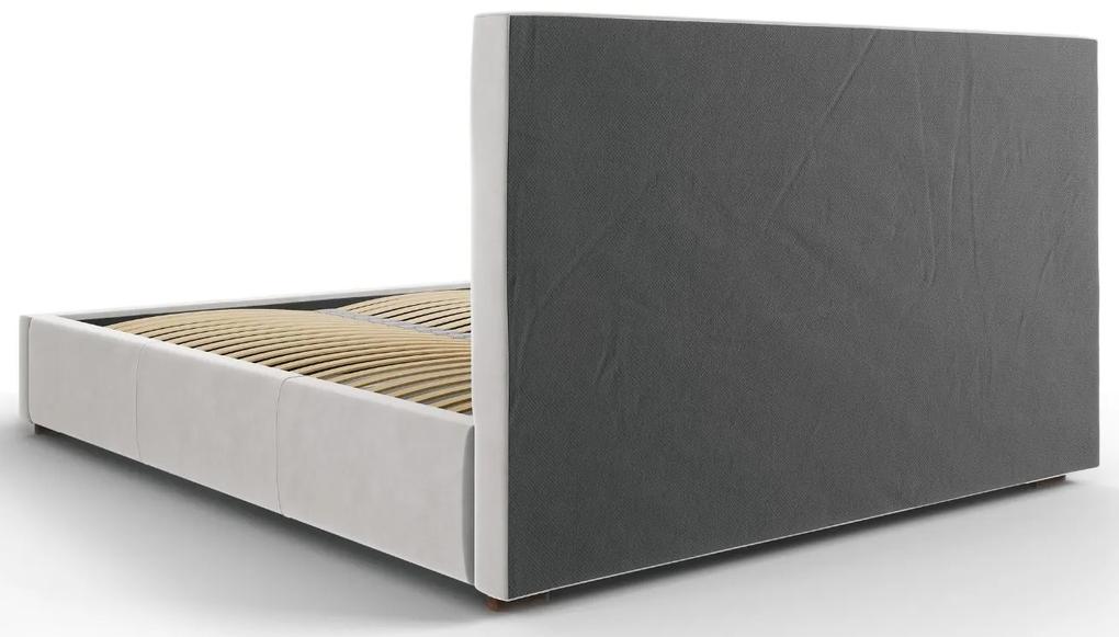 Světle šedá sametová postel MICADONI SERI 140 x 200 cm