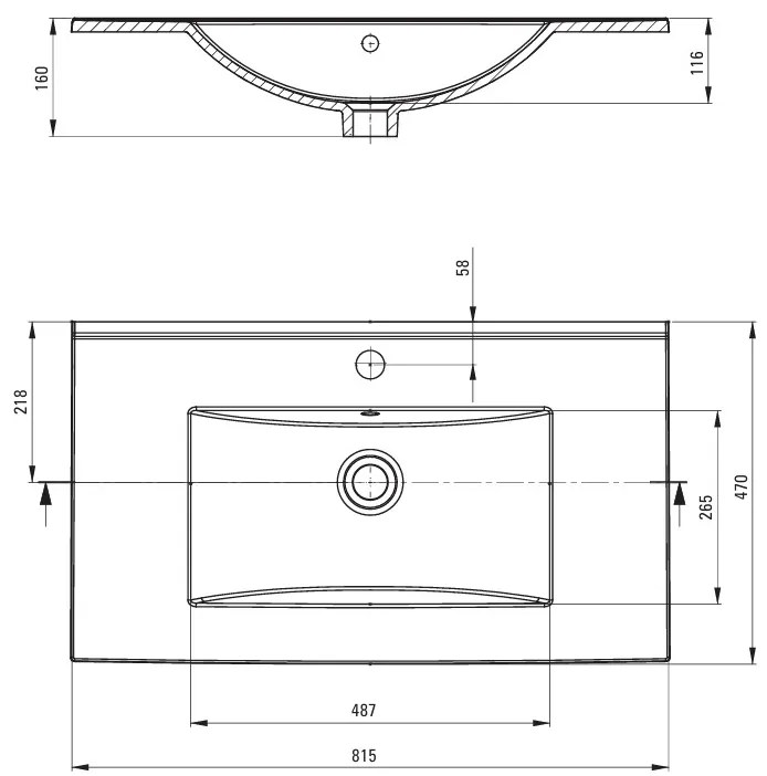 Deante Tubo, keramické umyvadlo na zapuštění 815x470x160 cm, bílá lesklá, DEA-CTU_6U8W