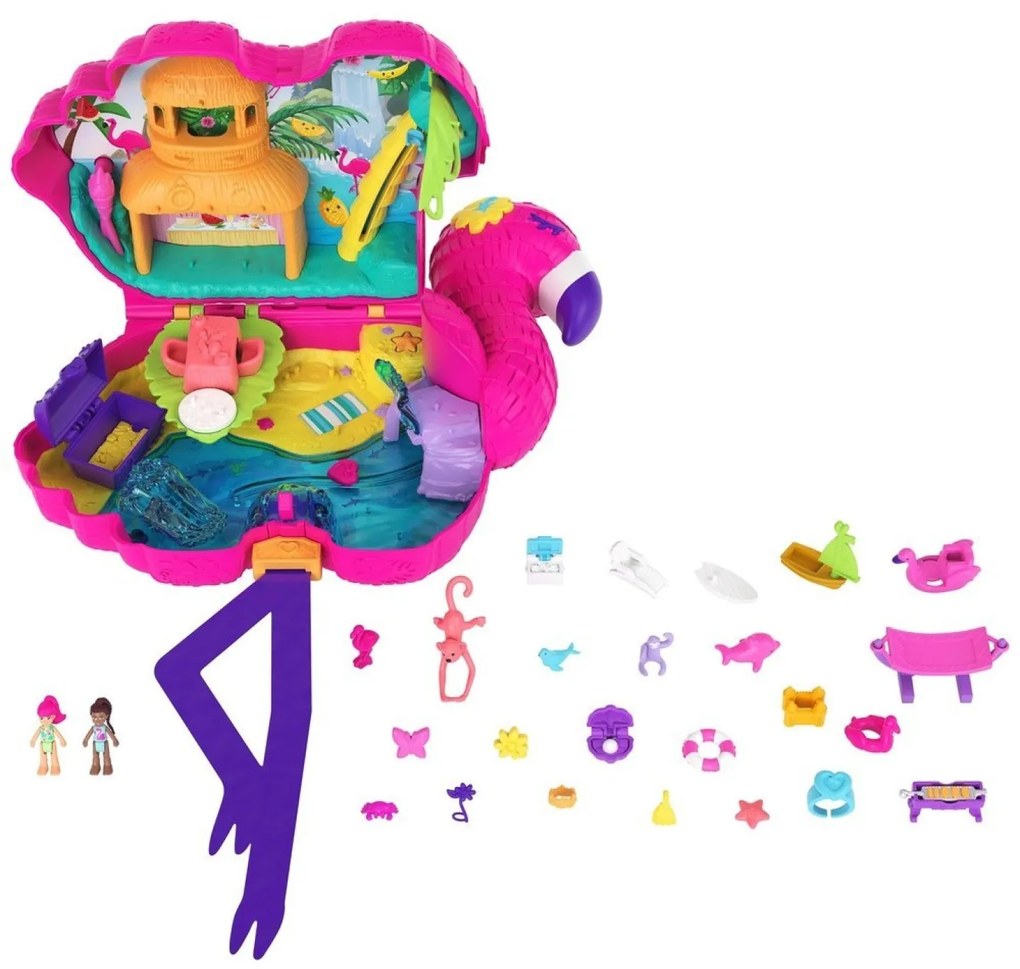 Polly pocket velký přenosný set plameňák, mattel hgc41
