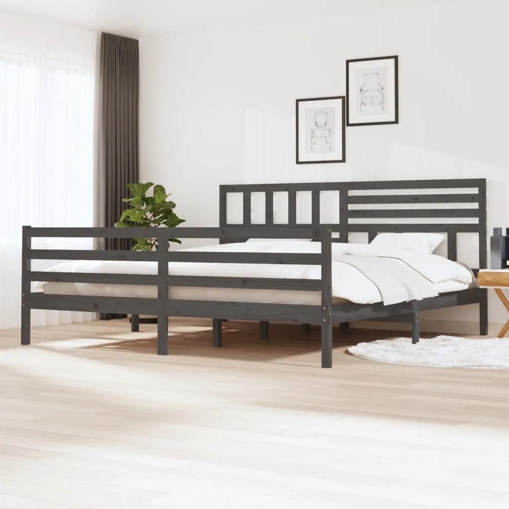 Rám postele šedý masivní dřevo 200 x 200 cm,  3101110