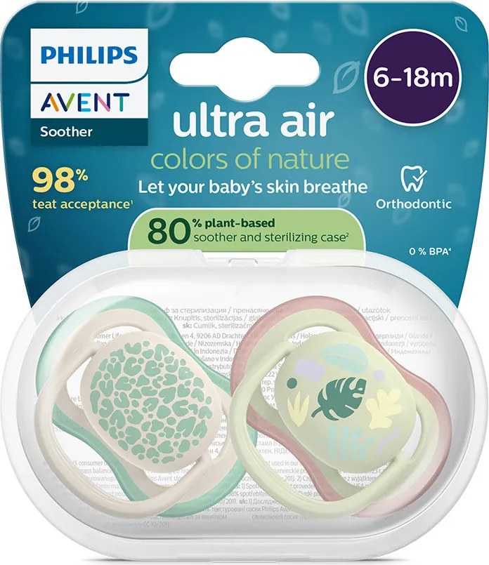 PHILIPS AVENT Šidítko Ultra air obrázek neutral 6-18 m, 2 ks Philips Avent