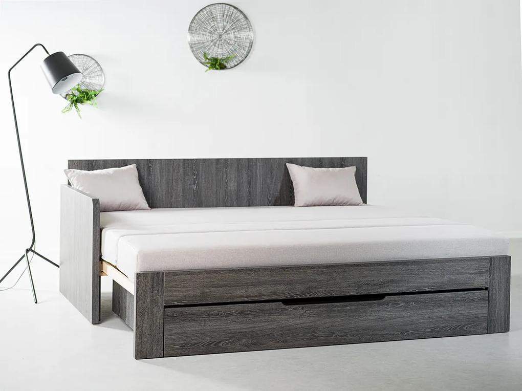 Ahorn Duovita postel s levou područkou Dekor: Dub světlý, Rošt: Lamelový, Rozměr: 90/170 x 200 cm