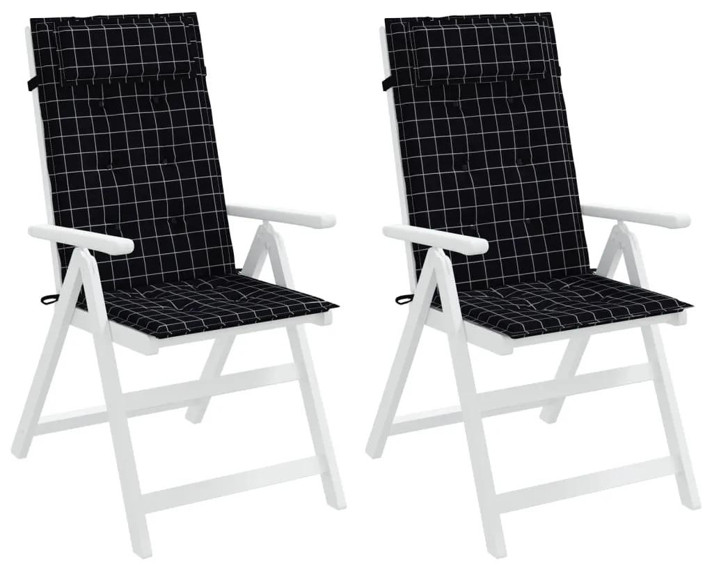 Podušky na židli s vysokým opěradlem 2 ks černé kárované oxford - Default Title