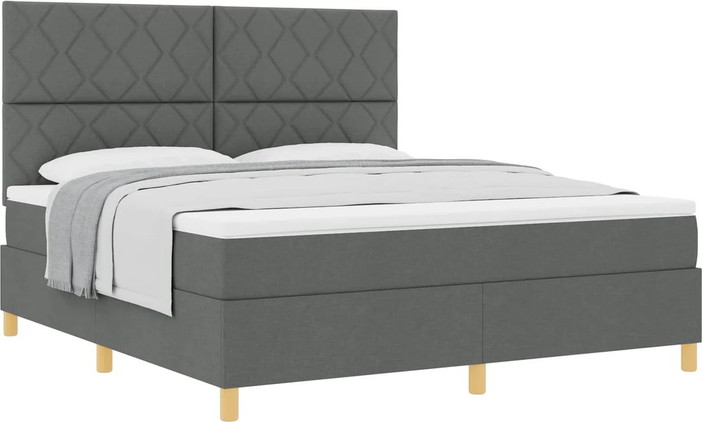Postel s boxspringem s čelo Tmavě šedá 180 x 200 cm textil 3339715