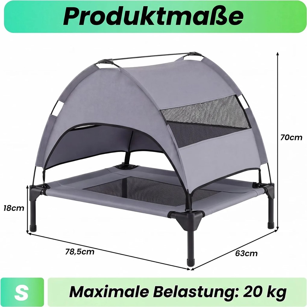 Costway Vyvýšený pelíšek pro psa s nebesy Lehátko pro psy – 78,5 × 63 × 70 cm