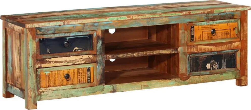 vidaXL TV stolek 4 zásuvky recyklované dřevo [240955]
