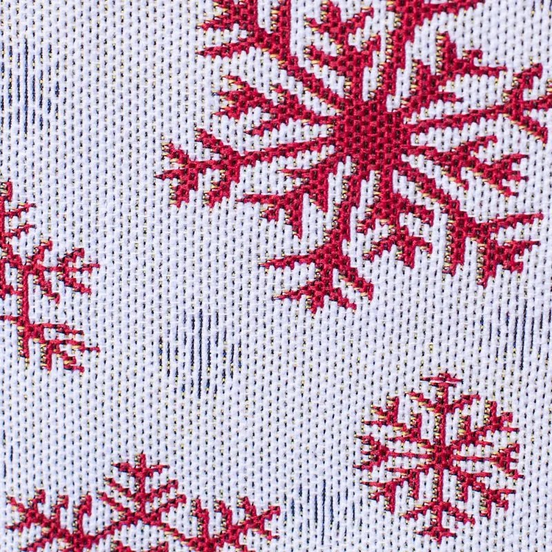 SCANquilt ubrus MOTIV vločky bíločervená 110 x 130 cm