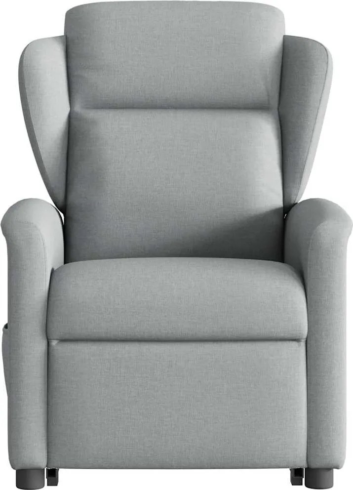 Zvedací masážní polohovací křeslo světle šedé textil 3303144